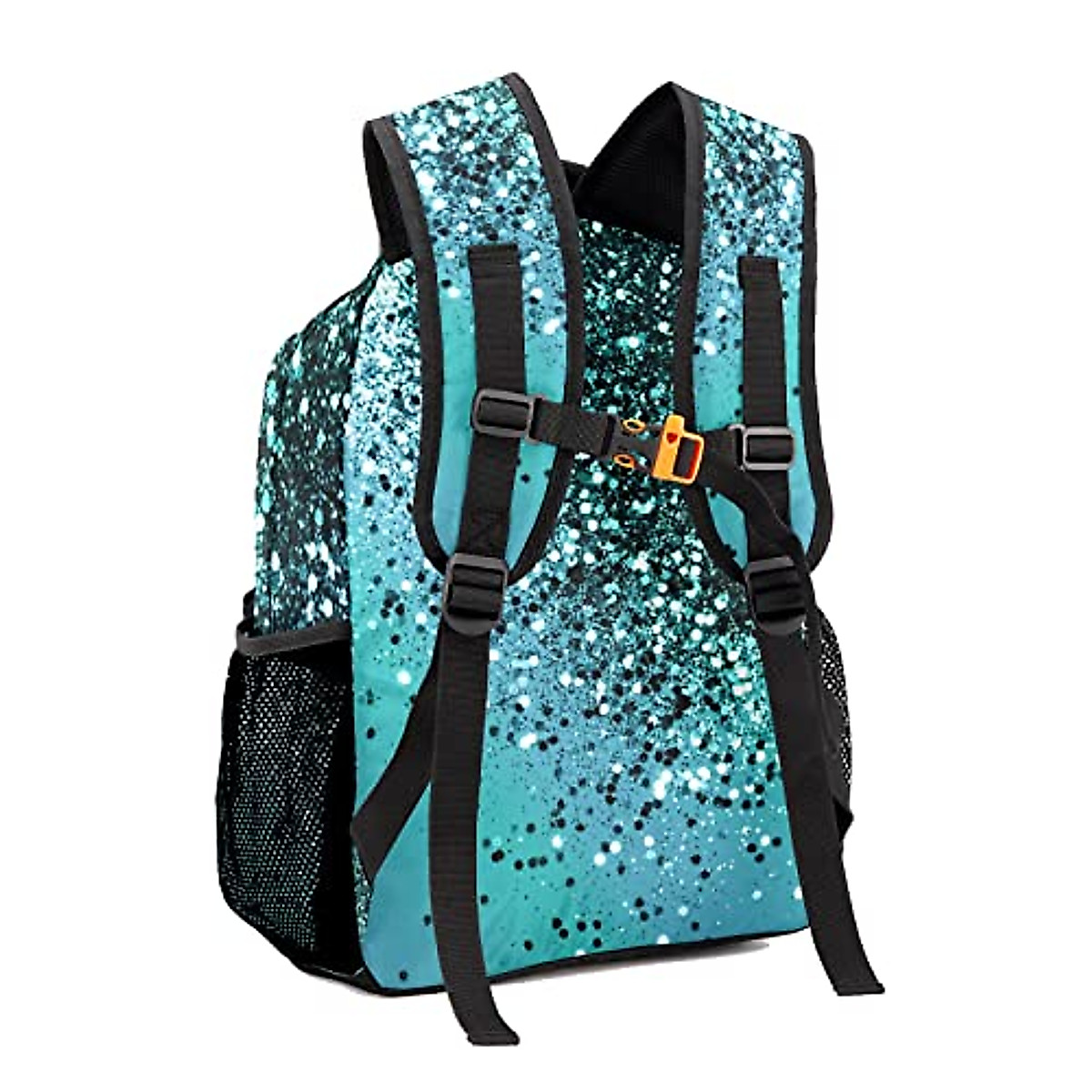 Liveweike Aqua Blue Ocean Glitter Personalized Kids Backpack with Name Teen Girl Boy Primary School Travel Bag