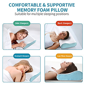 Memory Foam Pillows Neck Pillow Bed Pillow for Sleeping Ergonomic Cervical Contour Pillow for Side Back Stomach Sleeper for Neck and Shoulder Pain