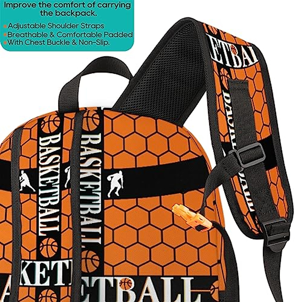 OMFUNS Basketball Ball School Backpack for Kids Boys Girls Women Men Cool Sport Quote Bookbag for College Gym Travel School Bag Rucksack Casual Daypack Computer Laptop Backpack