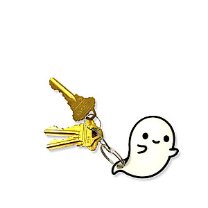 Cute Kawaii Ghost Keychain - Perfect for Hanging your keys. Decorate your Backpacks, Lunchboxes, Luggage, & Tote Bags (Ghost)