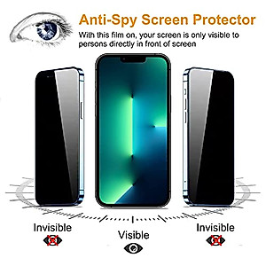[2 Pack] iPhone 14/iPhone 13/iPhone 13 Pro Privacy Screen Protector Anti-Spy Tempered Glass Film 9H Hardness Upgrade Edge Protection Easy Installation Bubble Free [6.1 inch]
