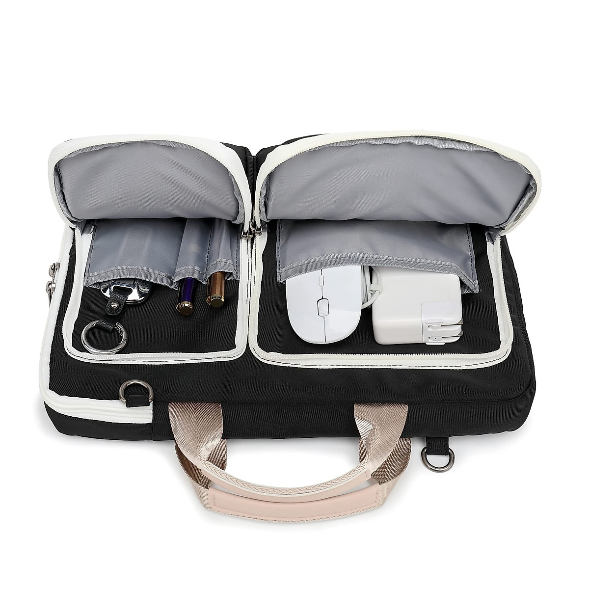 SANFAN 360° Protective Laptop Shoulder Bag Sleeve Case For MacBook Air 15 inch and 15 inch-15.6 inch Laptop (Black)