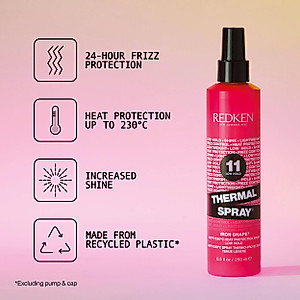 Redken Thermal Spray 11 Low Hold | Thermal Smoothing Holding Spray | For All Hair Types | Provides a Smooth, Silky & Frizz-Free Blow-Dry Finish | Mild Control | Protects Against Heat Damage | 8.5 Oz