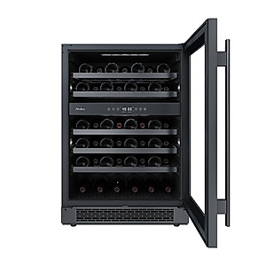 Avallon AWC241DBLSS 24 Inch Wide 46 Bottle Capacity Free Standing Wine Cooler with LED Lighting and Double Pane Glass