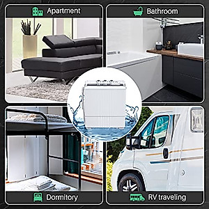 TOREAD Compact Twin Tub Portable Washing Machine 21lbs Capacity, Mini Washer(14.4lbs)&Spiner(6.6lbs), Built-in Drain Pump, Semi-Automatic