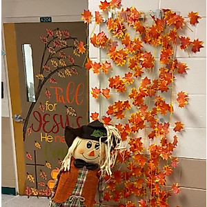 12 Pack Fall Leaves Leaf Garland Hanging Vines Artificial Maple Thanksgiving Decor for Home Wedding Fireplace Party Bedroom Kitchen Restaurant DIY Christmas Table Decorations Flower Garden