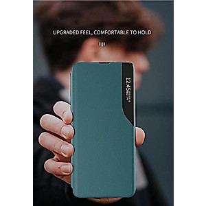 YukeTop Cover for Oppo Reno2 F Case, with Stand, Clear Window + Leather + PC, Flip Cover, Cover Protection for Oppo Reno2 F.(Green)
