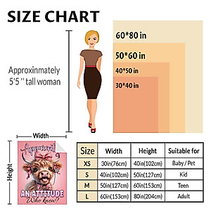 Kids Blanket, 80 x 60 Inches Soft Fuzzy Highland Cow Blanket for Girls Boys, Cozy Funny Highland Cow Theme Blanket, Warm Flannel Throw Blankets Bed Bedding Room Decor, Camping, Travel, Chair