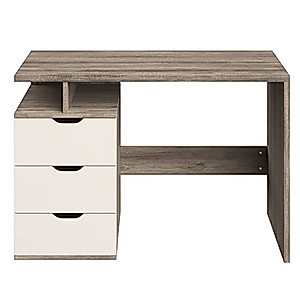 Lavish Home Computer Desk - Contemporary Desk with Attached 3-Drawer File Cabinet - for Home Office, Bedroom, Computer, or Craft Table (White)
