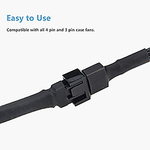RFAdapter Fan Splitter, 3 Pack 4 Pin / 3 Pin PWM Fan Splitter Cable 2 Way Sleeved Braided Extension Power Cable 1 to 2 Converter for PC Matherboard, Desktop Computer CPU Fan 10.6 inches