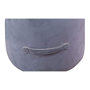 TOV Furniture The Luna Collection Modern Velvet Upholstered Button Tufted Round Ottoman, Grey