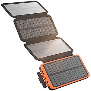 A ADDTOP Solar Charger Power Bank 22.5W Solar Phone Charger 27000mAh PD QC 4.0 Fast Charge External Battery Pack with 4 Portable Solar Panels for Phone and Tablet