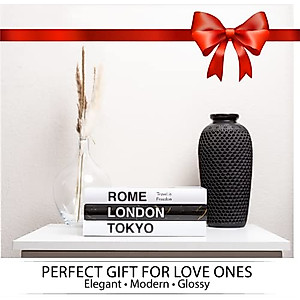 3 Piece Decorative Books for Home Decor, Modern Hardcover Book Stack, Decor Books for Coffee Table, Faux Books for Bookshelf, Perfect Home Gift, Travel Inspired E-Book (Rome/Tokyo/London)