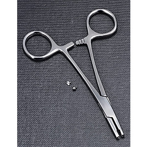 Vsnnsns 316L Surgical Stainless Steel 3MM Dermal Anchor Piercing Clamps Forceps Pliers with 3mm Internally Threaded G23 Solid Titanium Ball CZ Dermal Anchor Piercing Jewelry Kit Tools