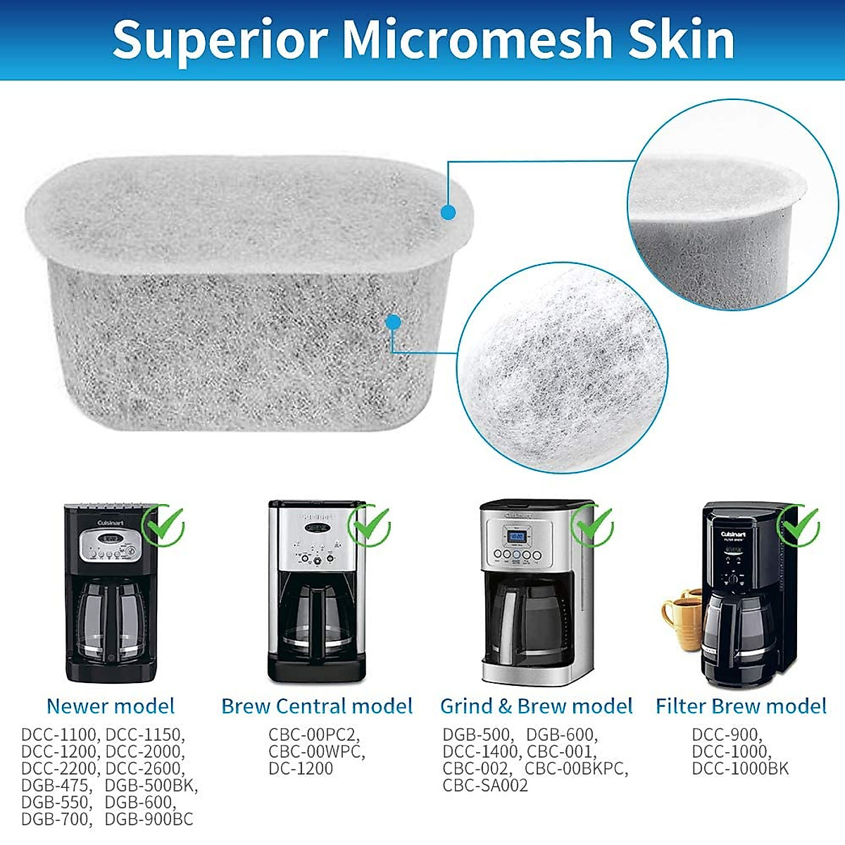 12-Pack Cuisinart Coffee Maker Filter Replacement All Cuisinart Coffee Maker Charcoal Filters Fit For Cuisinart DCC-1200 DGB-900BC CHW-12 SS-700 DGB-700BC DCC-3000 DCC-1100 DGB-625BC