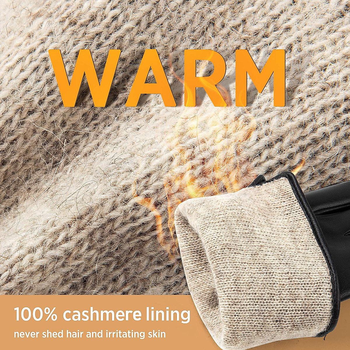 Alepo Winter PU Leather Gloves For Women, Warm Thermal Touchscreen Texting Typing Dress Driving Motorcycle Gloves With Wool Lining (Black-M)