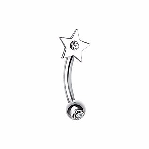Sparkle Star Curved Barbell WildKlass Eyebrow Ring