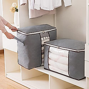 RIIOO Storage Container/Quilt Storage Bag/Large, Medium and Extra Large 3 Sets, Suitable for Storing Room Clothes and Quilts (Gray)