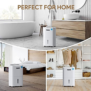 TECCPO 3500 Sq.Ft Dehumidifier, 35 Pint Dehumidifier for Home and Basements, Intelligent Humidity Control, Continuous Draining