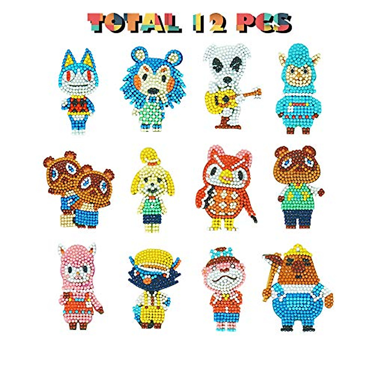 Diamond Painting Stickers 5D Diamond Art Stickers Mini Diamond Painting Kits DIY Animal Cartoon Theme Diamond Stickers Mosaic Stickers Handmade Art Craft 12 PCS