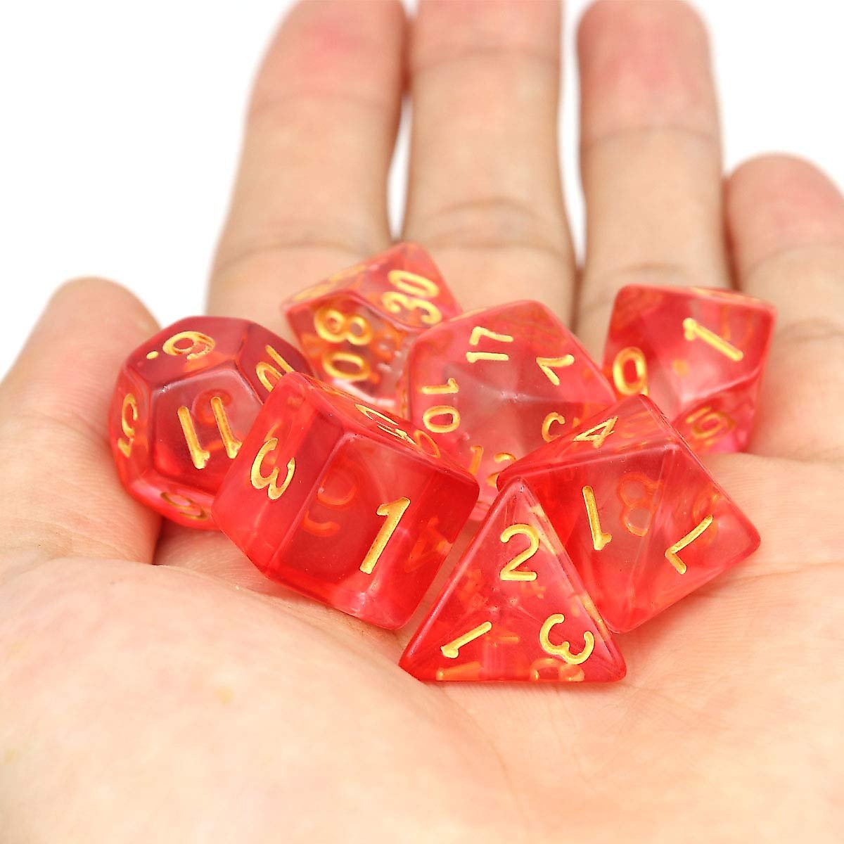 Haxtec 7PCS DND Dice Set Polyhedral D&D Dice of D20 D12 D10 D8 D6 D4 for Dungeons and Dragons TTRPG Games (Red Cloud)
