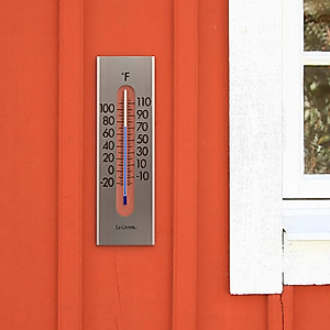 La Crosse 204-1523-INT 9 inch Stainless Steel Analog Vertical Thermometer