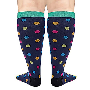 American Trends Plus Size Compression Socks for Women Circulation-Best Support for Sport Running Cycling Athletic 1 Pair Polka-Dot 4XL