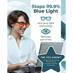 99.9% Blue Light Glasses - Computer Glasses - eSports Gaming Glasses Special Anti-Glare & Anti-Fatigue Filters Help You Sleep Better, Stop Eye Strain, Headaches & Migraines to Look, Feel & Live Better