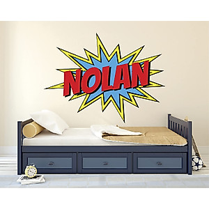 CuteDecals Custom Comic Name Wall Decal - Personalized Comic Name Wall Art Decal - Superheroes Nursery Wall Decor - Wall Decal for Nursery Bedroom Decoration (Small Wide 16''x15'' Height)