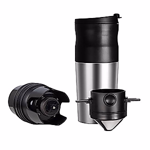 ChefGiant Portable Coffee maker | Single Serve Electric Burr Coffee Grinder and Pour Over Maker | Rechargeable with Stainless Steel Insulated Mug | Great For Travel