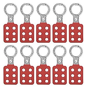 Sonew 10pcs Lockout Tagout Hasp, Safety Aluminium Insulation Padlock Hasp for Multiple Management, Insulated Lock Hasp with 6 Holes Interlock, 1in Inside Jaw Diameter