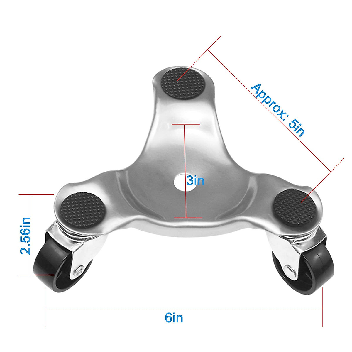 4 Packs Steel Tri-Dolly 200 lbs Load Capacity 3 Wheel Furniture Mover Dolly for Moving Cabinet, Furniture, Appliances (6 inch)