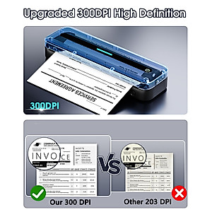 Portable Printer Wireless Bluetooth for iPad iPhone Android - A4 Inkless Laptop Printer for 2"/3"/4"/8.26"/8.5x11 Thermal Paper - 300DPI Mobile Printer for Vehicle Travel Home Office School Dorm