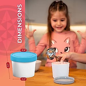 StarPack Ice Cream Containers for Homemade Ice Cream (6 Pcs) - Reusable Ice Cream Containers With Lids - No Leak & Frost Ice Cream Storage Containers For Freezer - 13.5oz per Ice Cream Container