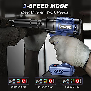 HreFe Cordless Impact Wrench 1/2 inch, 405Ft-lbs (550N.m) Power Impact Drill Set or Tools, 3200RPM High Torque Impact Driver, 2 x 4.0Ah Battery, 4 Sockets, Charger, Electric Impact Gun for Lug Nut