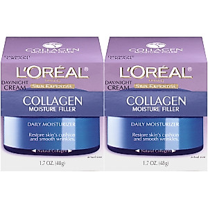 L'Oreal Paris Skincare Collagen Face Moisturizer, Day and Night Cream, Anti-Aging Face, Neck and Chest Cream to smooth skin and reduce wrinkles, 1.7 oz Pack of 2