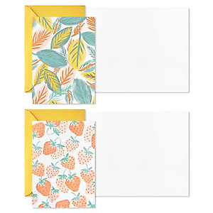 Hallmark Blank Cards Assortment, 24 Cards with Envelopes (Citrus, Greenery, Gingham, Strawberries) for Easter, Mother's Day, Any Occasion