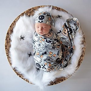 Giggle Angel Baby Receiving Blanket Halloween Swaddle Blanket Infant Wrap Set (Spider 1)