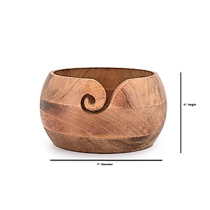NIRMAN Wooden Yarn Bowl Portable Knitting Yarn Bowl Christmas Gifts for Women Knitting Crochet Knit Picker Yarn Bowl (7" x 7" x 4'')