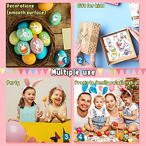 Partywind Luminous Easter Party Decorations, 24 Individually Wrapped Sheets Temporary Tattoos for Kids Easter Basket Stuffers, Easter Tattoo Stickers for Party Supplies