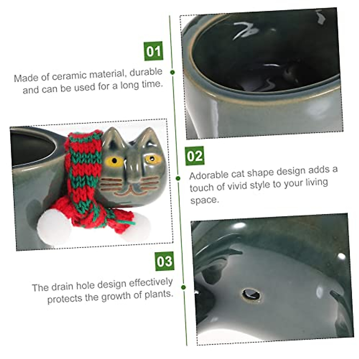 YARNOW with Other for Creative Porcelain Small Cactus Balcony Figures Garden Figurine Green Office Vase Collective Bonsai Planter Center Decorative Holder Shaped Kitten Supplies Cat Gift