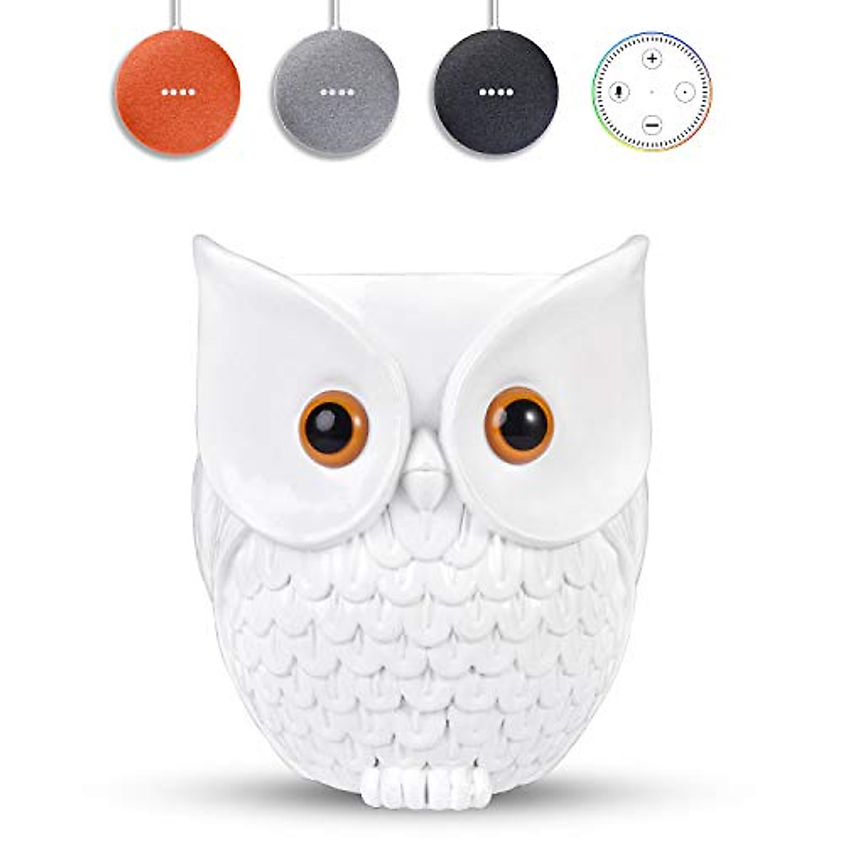 KeyEntre Owl Shape Smart Home Guard Owl Statue Crafted Guard Station for Google Home Mini Google Nest Mini (2nd Gen) Dot 2rd/ 3rd/4rd Generation Station Clean Space Saving Guard Holder Guard Station