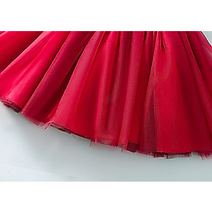 KLFFLGID Baby Girl Sequins Bowknot Dresses Toddler Flower Girl Birthday Wedding Party Dresses for Girls Pageant Ball Gown Size 90 (Wine Red)