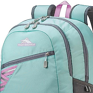 High Sierra Outburst 2.0 Carry-On Daypack Book Bag with Padded Laptop Tablet Sleeve, 360 Degree Reflectivity, Fits Most 15.6" Laptops, 28L, Sky Blue/Iced Lilac