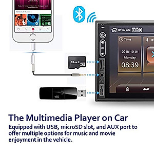 Double Din Stereo Car Audio Receiver - Corehan 7 Inch Touch Screen Car Stereo with Bluetooth Compatiable with Android Auto Car Play