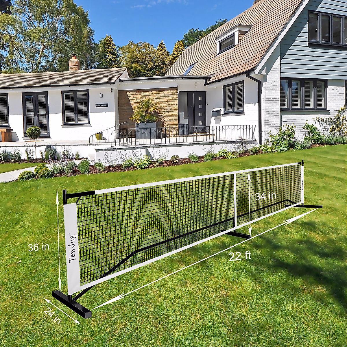 Portable Pickleball Net, 22ft Regulation Size, Sturdy Metal Frame, Tear-Resistant Net, Ideal for Backyards, Driveways, and Garages