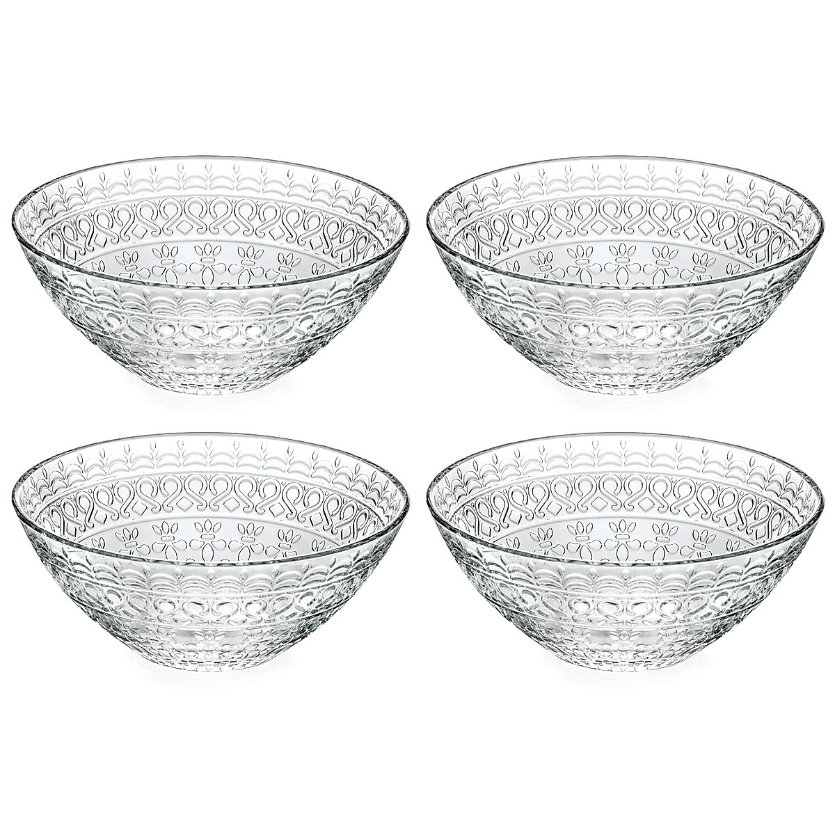 Barski Glass Bowl - For Dessert - Salad - Pasta - Fruit - Nuts - Chocolate - Set of 4 Bowls - Designed - 6.25" Diameter - Made in Europe