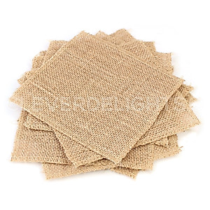 CleverDelights 6" Burlap Squares - 12 Pack - Premium Jute Burlap - Finished Edges