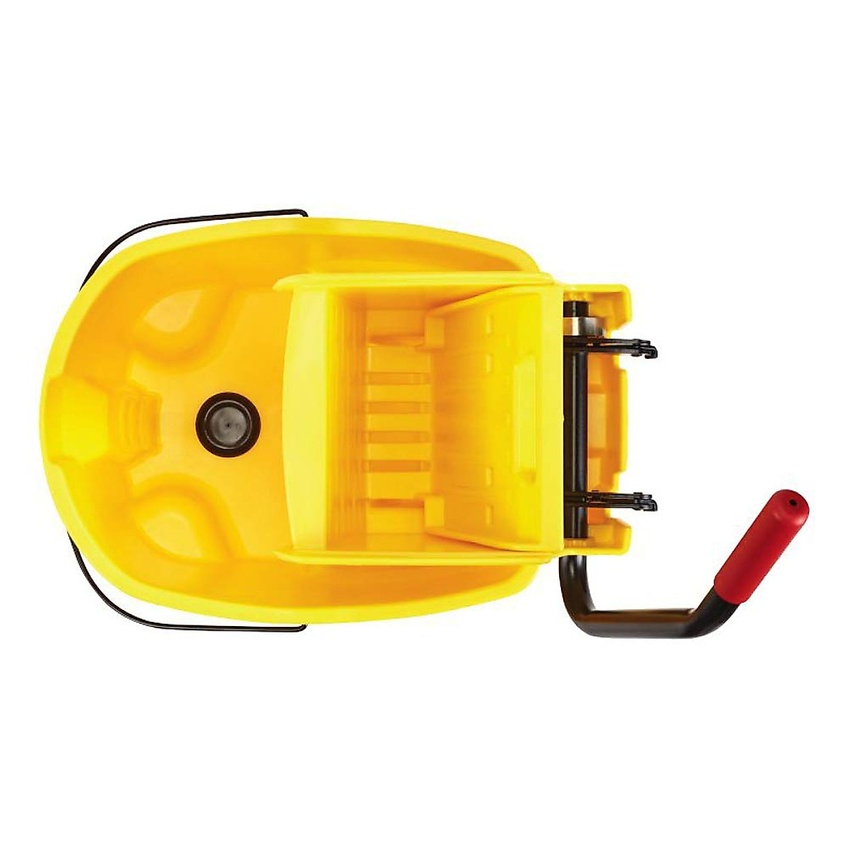 Rubbermaid Commercial Products WaveBrake 44 QT Side-Press Mop Bucket and Wringer Combo on Wheels with Foot Drain, Yellow, for Heavy-Duty Floor Cleaning