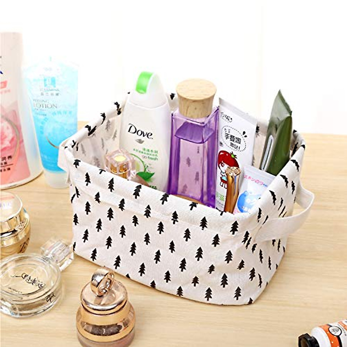 HomeDo Foldable Storage Cube Basket Bins Organizer for Kids Room, Bathroom, Nursery Shelf Basket, Desks, Baby Gift Baskets for Toys, Books, Socks, Makeup, Clothes (Black-4Pack, 8.5"x5.2"x6.5")